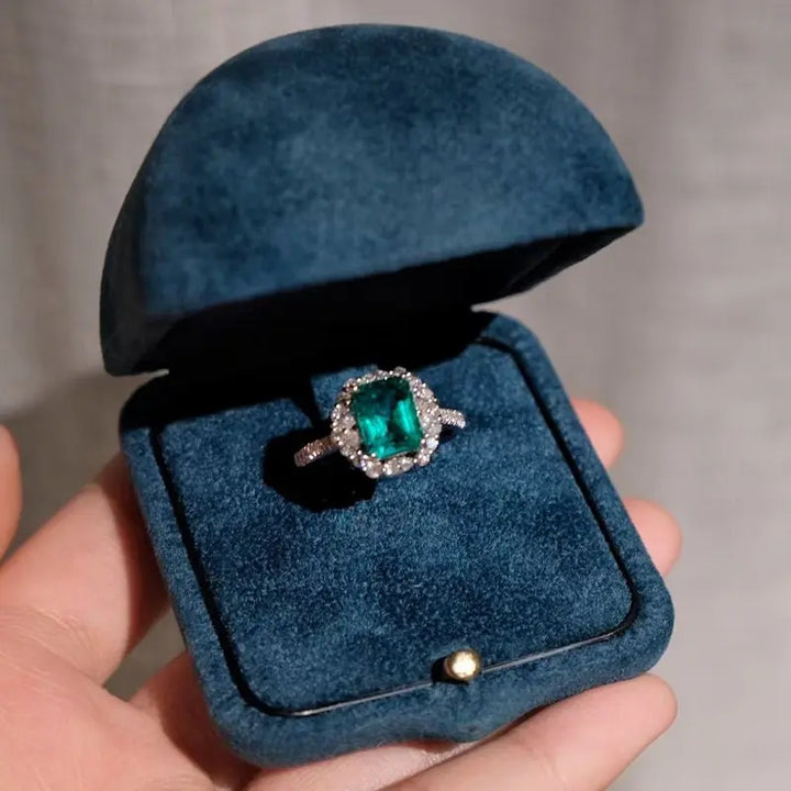 Navy Blue Velvet Ring Box Handmade from Japan | Engagement & Wedding ...